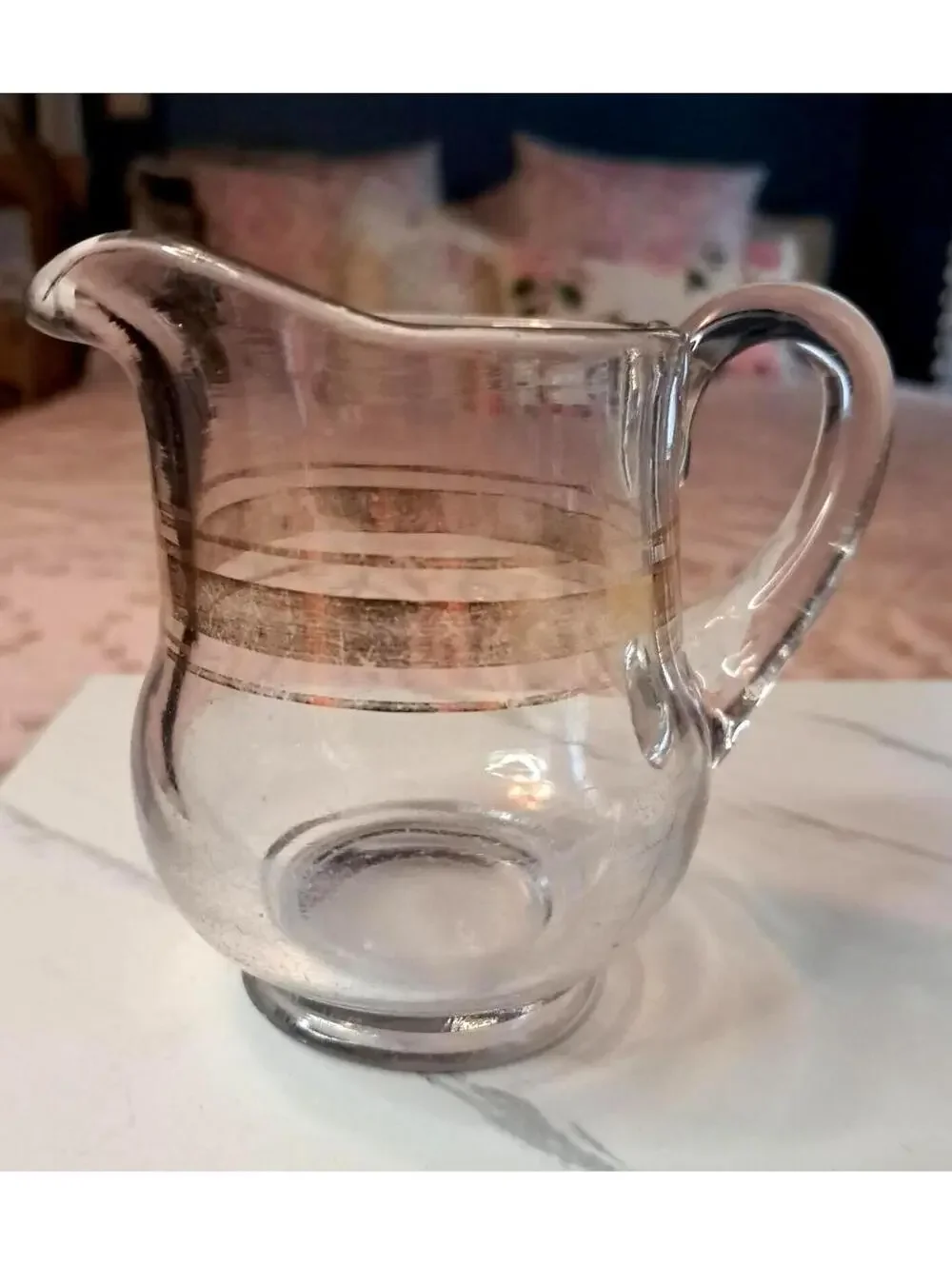 Dining | Vintage Art Deco Glass Pitchercreamer Jug W Gold Gilded ...